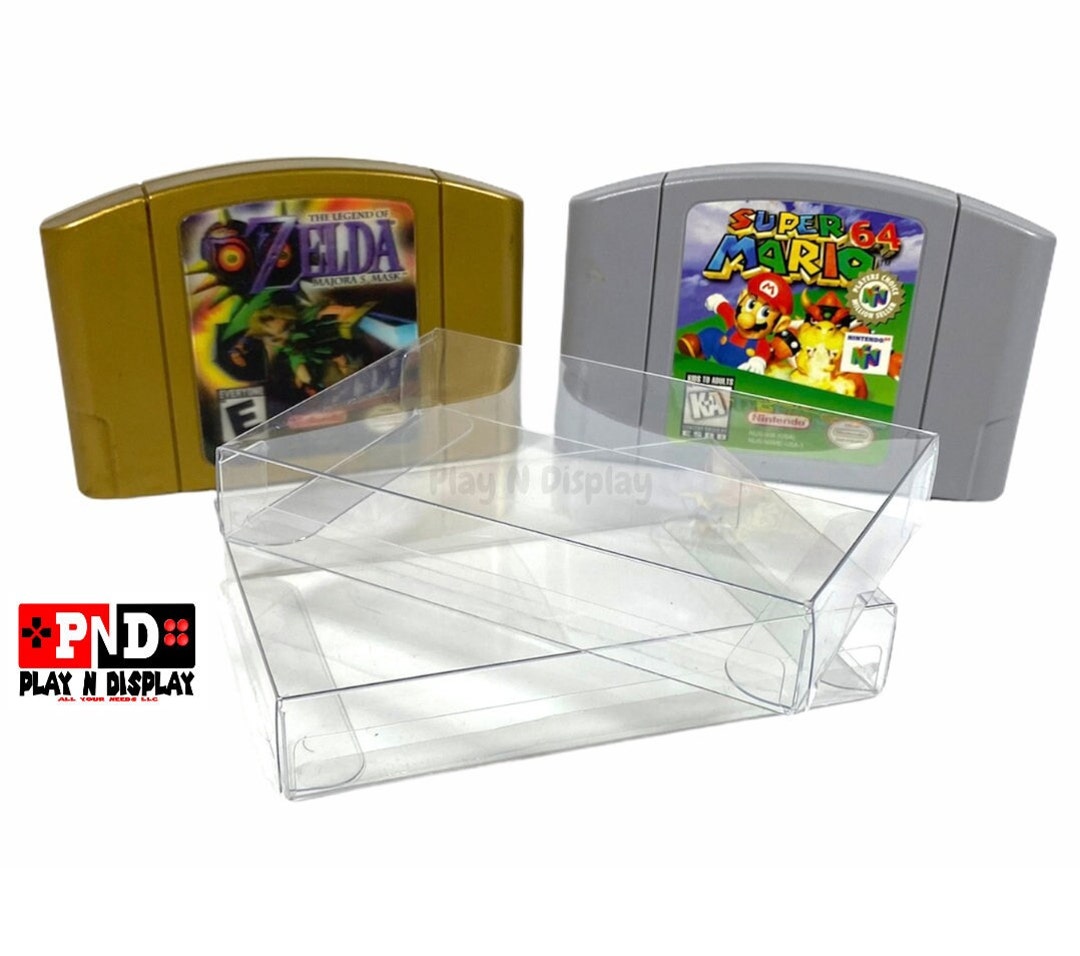 N64 Nintendo 64 Cartridge Cart Box Protectors Clear Plastic Case Sleeve ...