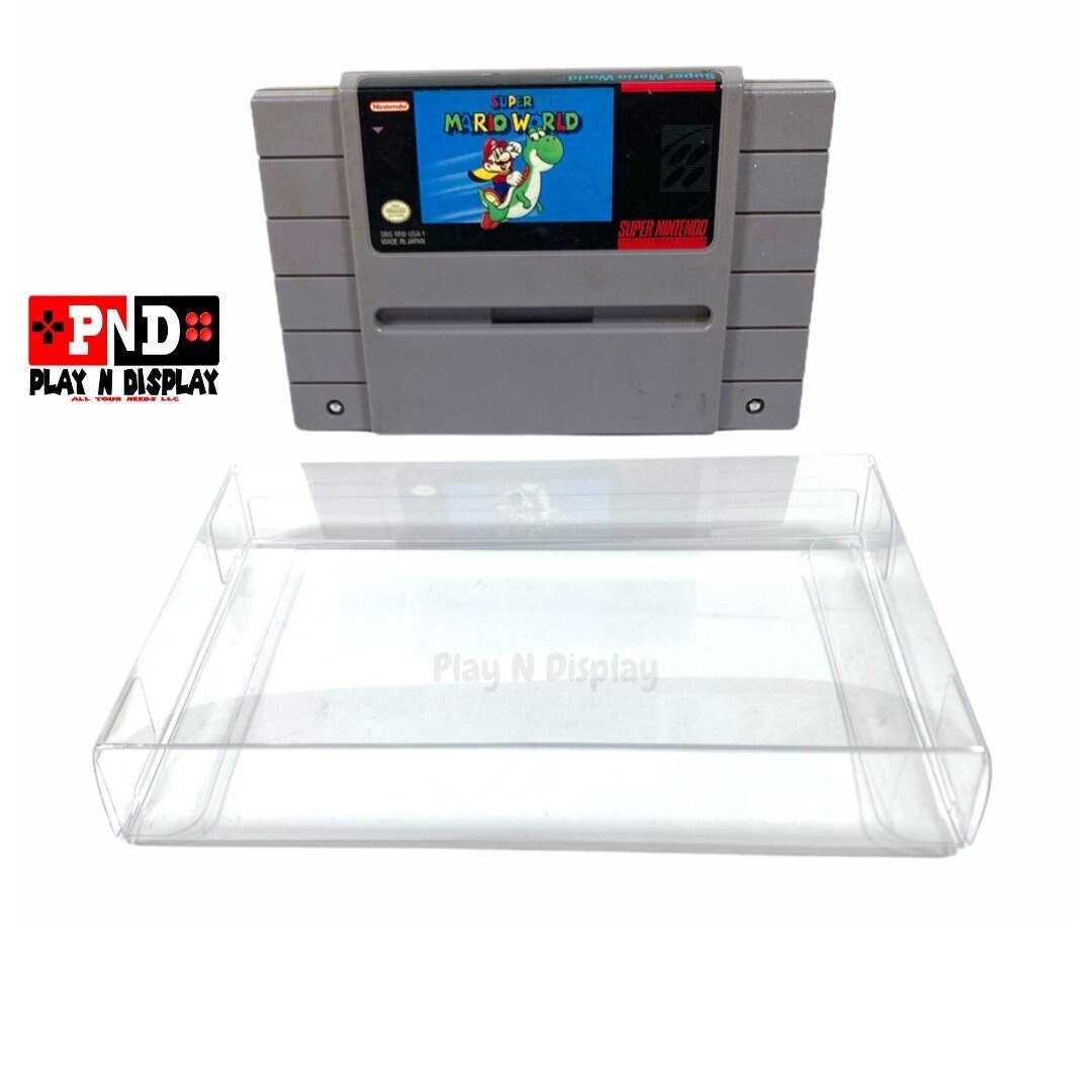 SNES Super Nintendo Cartridge Cart Box Protectors Clear Plastic Case ...