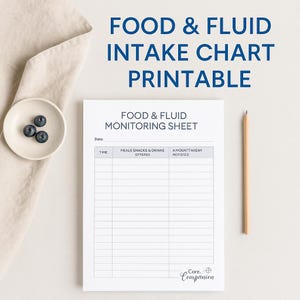Food and Fluid Intake Chart Printable | Elderly Hydration & Nutrition ...