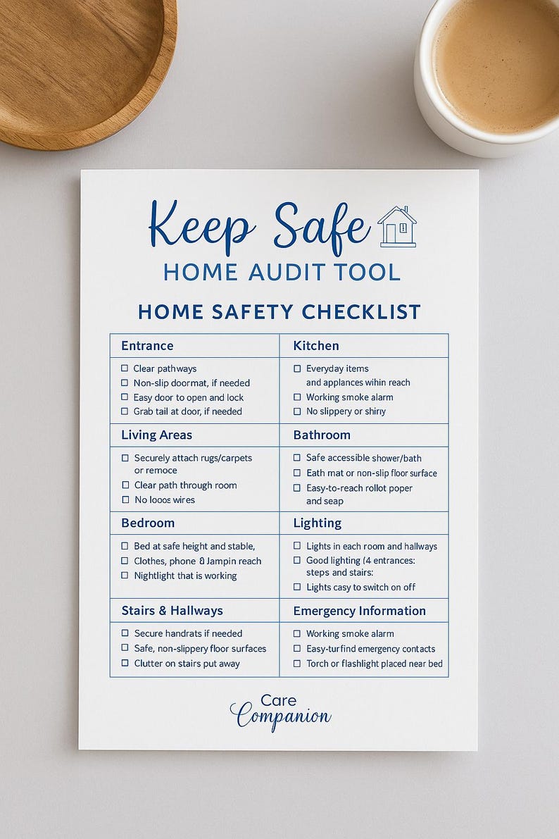Home Safety Audit Printable for Elderly | Carer Risk Assessment ...