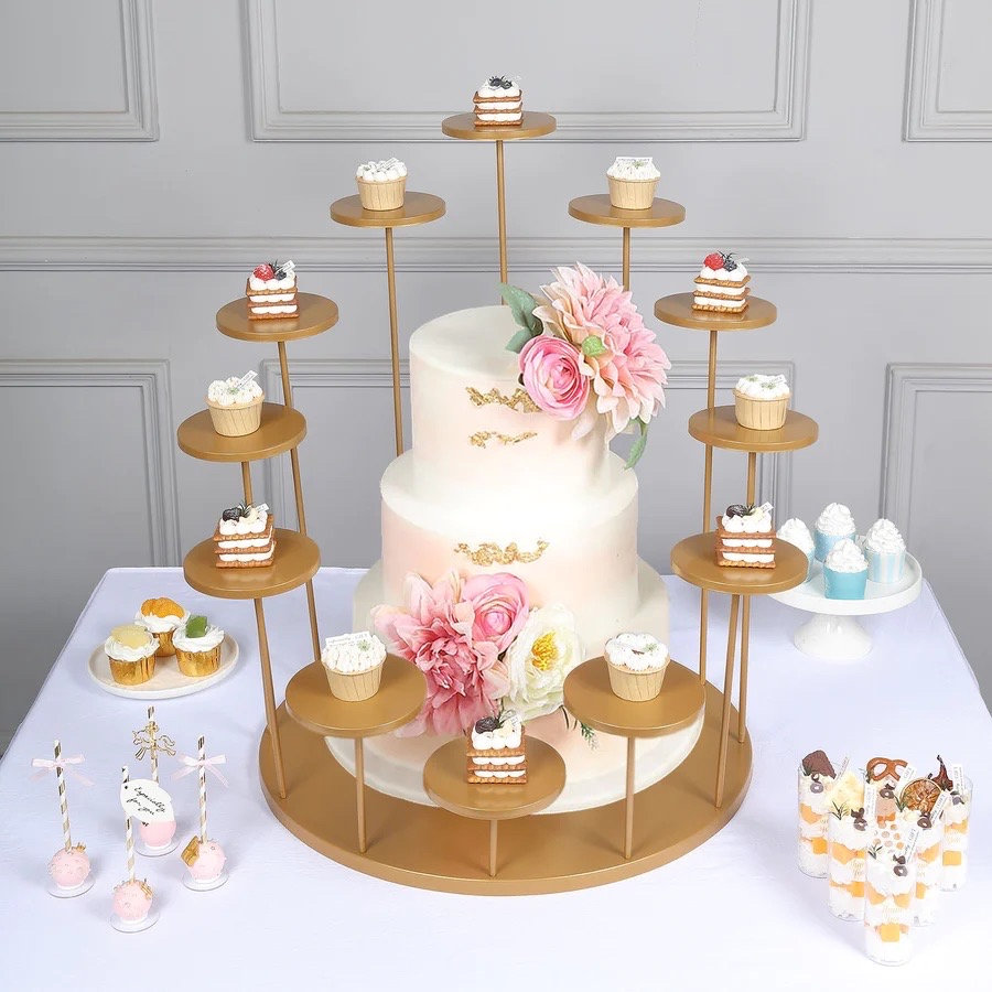29 12-arm Tiered Clear Gold Acrylic Dessert Display Stand, Multi-layer ...