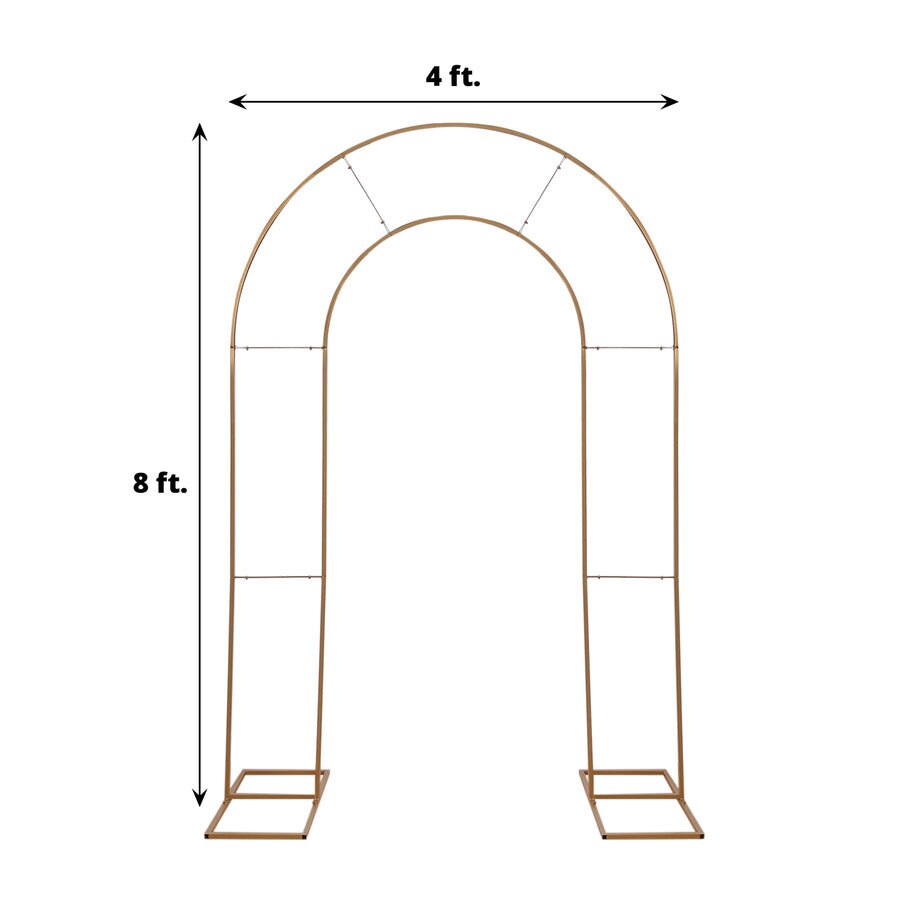 8ft Gold Metal Round Top Double Arch Wedding Backdrop Stand, Flower ...