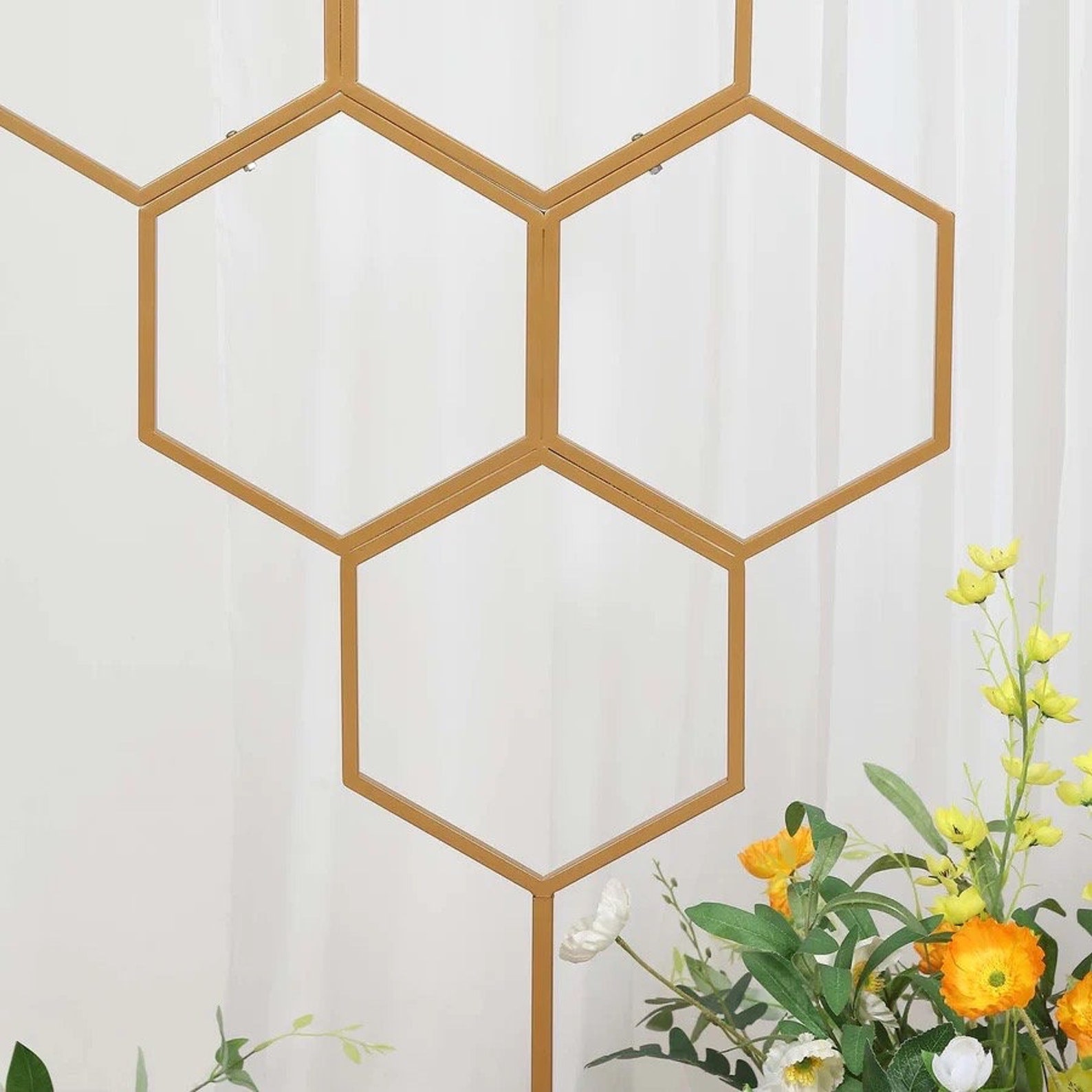 6ft Gold Metal Honeycomb Floor Standing Balloon Display Arch, Wedding ...