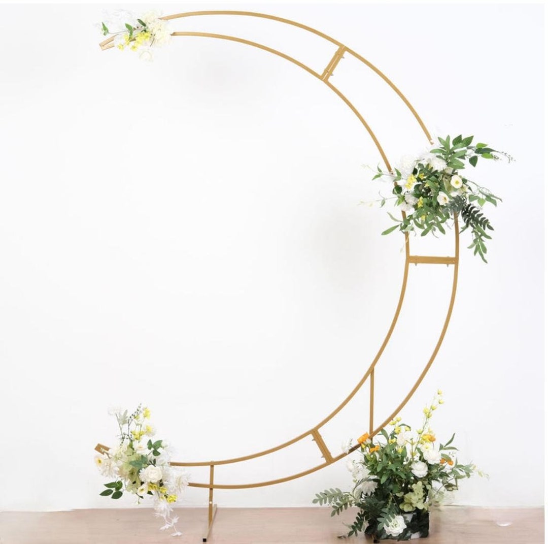 7.5ft Gold Metal Half Crescent Moon Wedding Arch Backdrop Frame Stand ...