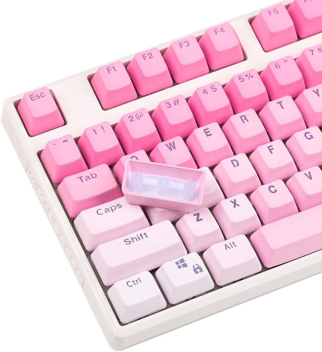 Pink Gradient Shine Through Keycap Set 104 Piece PBT Dye-sublimated ...