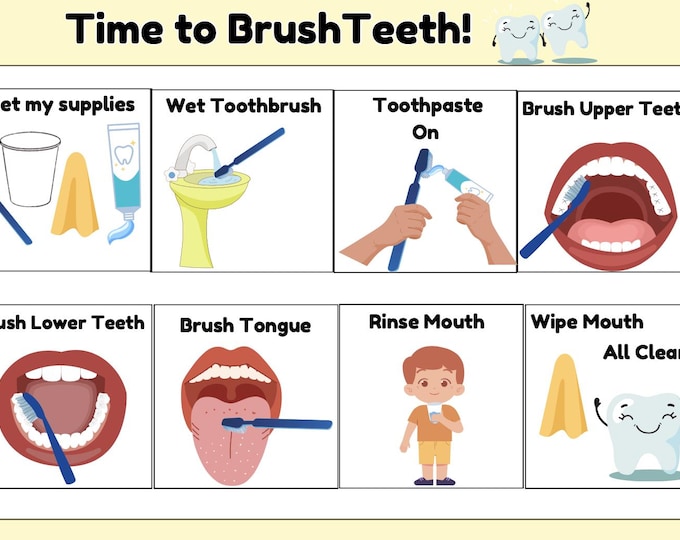 Boy Teeth Brushing Visual Aid L I Autism I ADHDI Executive Functioning ...