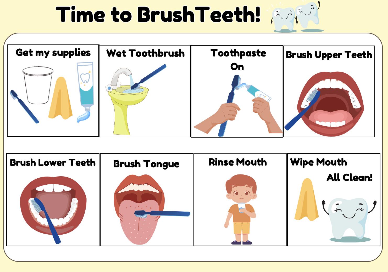 Boy Teeth Brushing Visual Aid L I Autism I ADHDI Executive Functioning ...