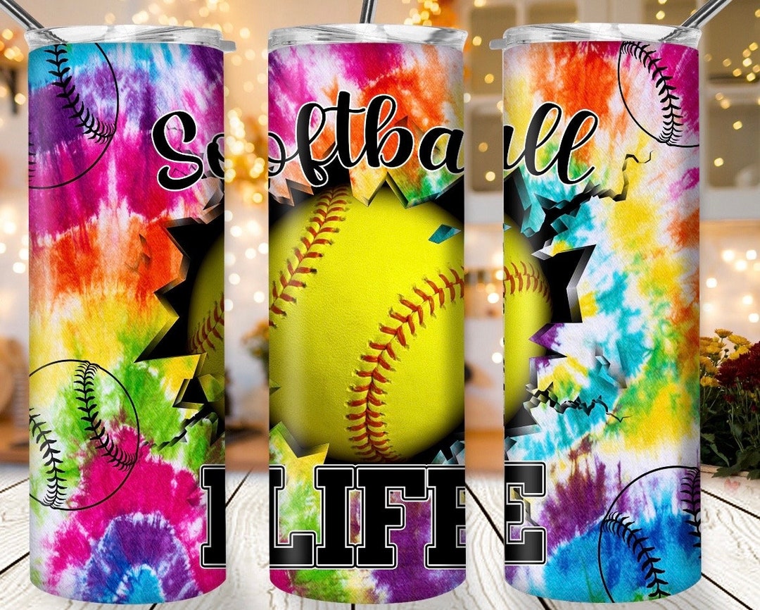 Softball 20 Oz Tumbler, Softball Life, Softball Tumbler With Straw ...