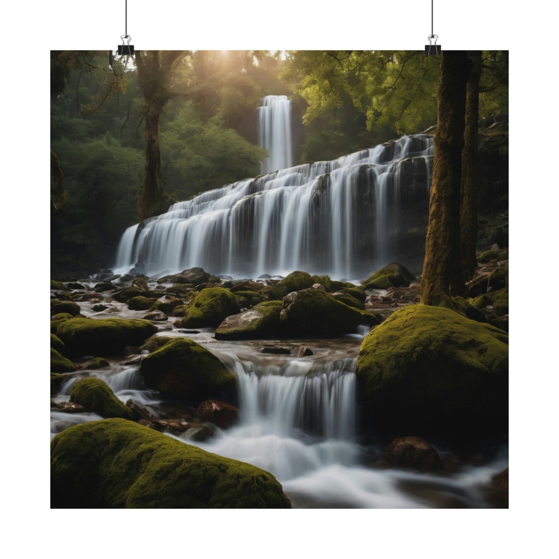 Waterfall Poster, Waterfall Picture, Stream and Waterfall Painting ...