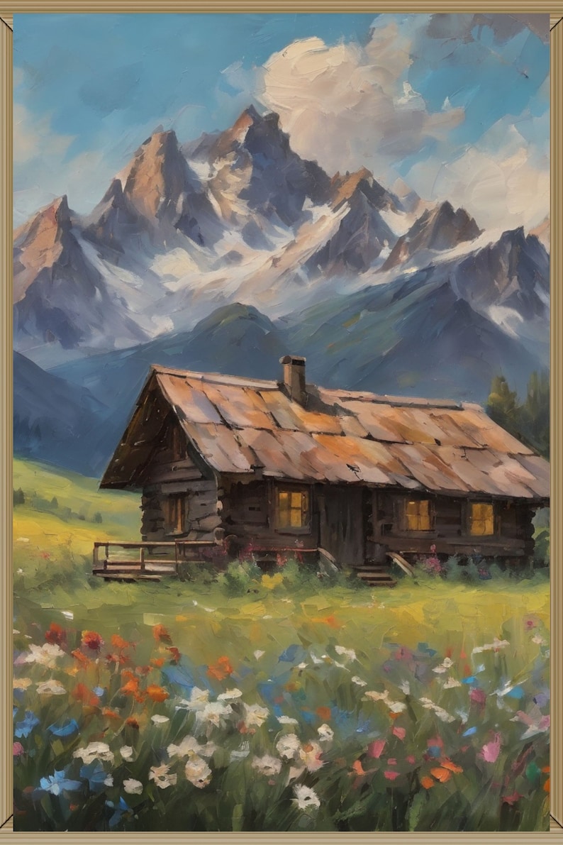 Cabin in the Woods, Rustic Oil Painting, Nature Inspired Oil Painting ...