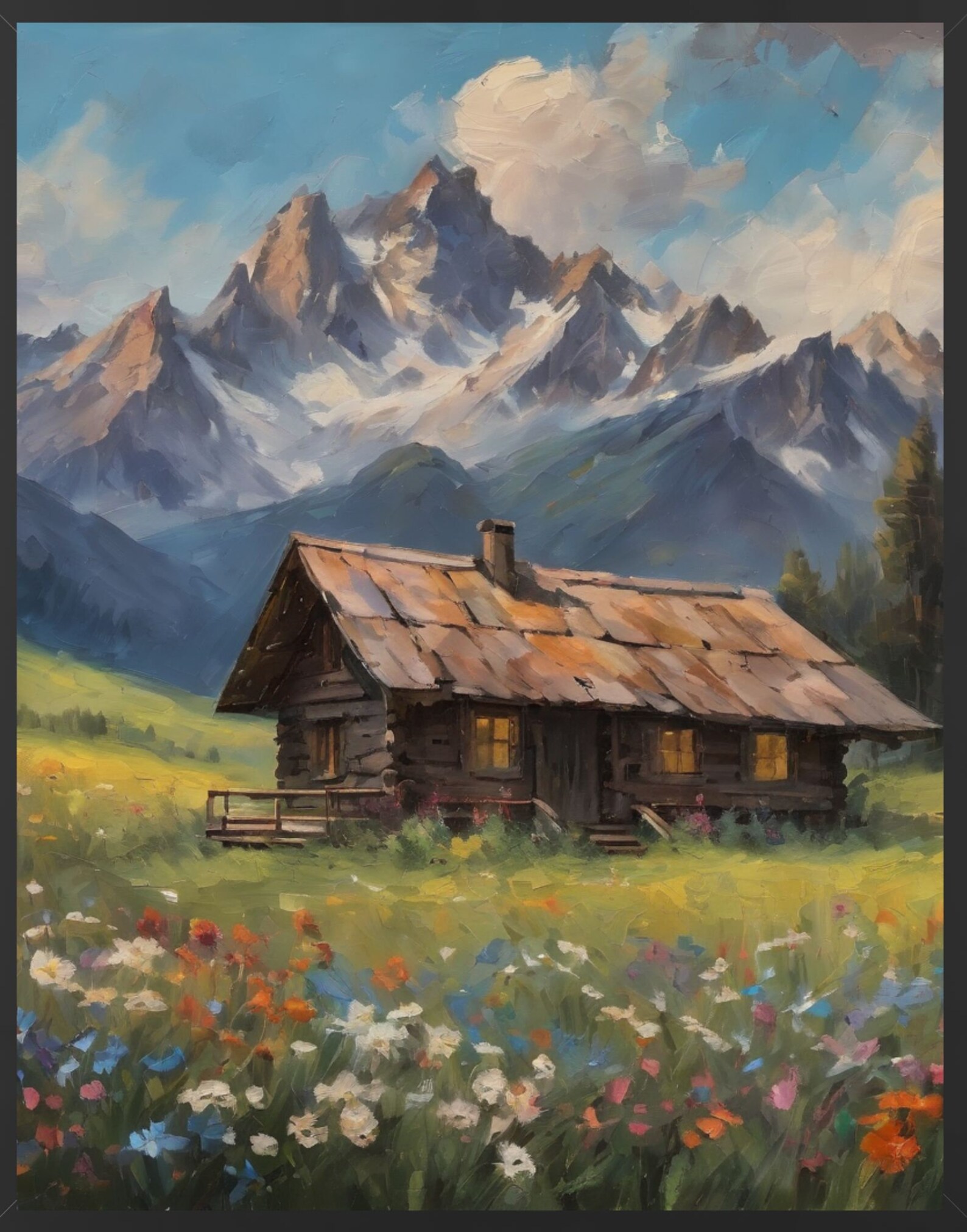 Cabin in the Woods, Rustic Oil Painting, Nature Inspired Oil Painting ...