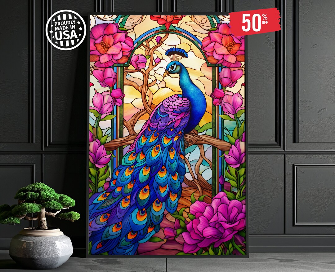 Peacock Unique 1000 Piece Jigsaw Puzzles for Adults, Kids Stained Glass ...
