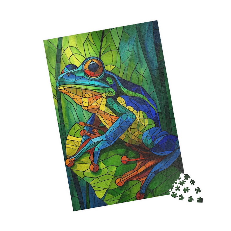 Frog Unique Jigsaw Puzzle Adults 1000 Piece, Stained Glass Art Style ...