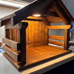 Rustic Wooden Nativity Crèche Manger – Handcrafted Christmas Stable ...