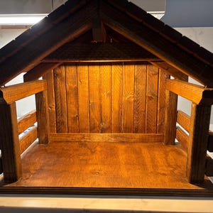 Rustic Wooden Nativity Crèche Manger – Handcrafted Christmas Stable ...