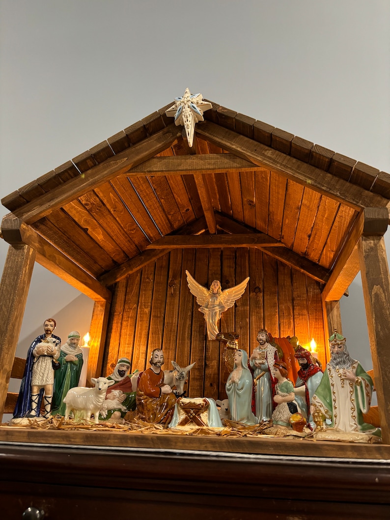 Handcrafted Rustic Wooden Nativity Crèche Manger – Extra Large ...