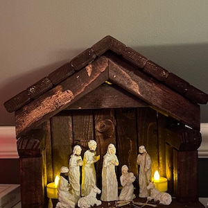 Handcrafted Rustic Wooden Manger - Small Size Nativity Stable for ...