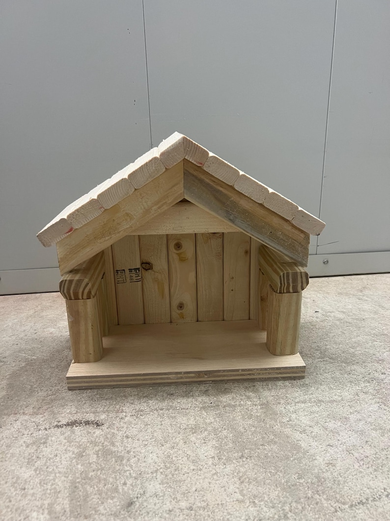 Handcrafted Rustic Wooden Manger - Small Size Nativity Stable for ...