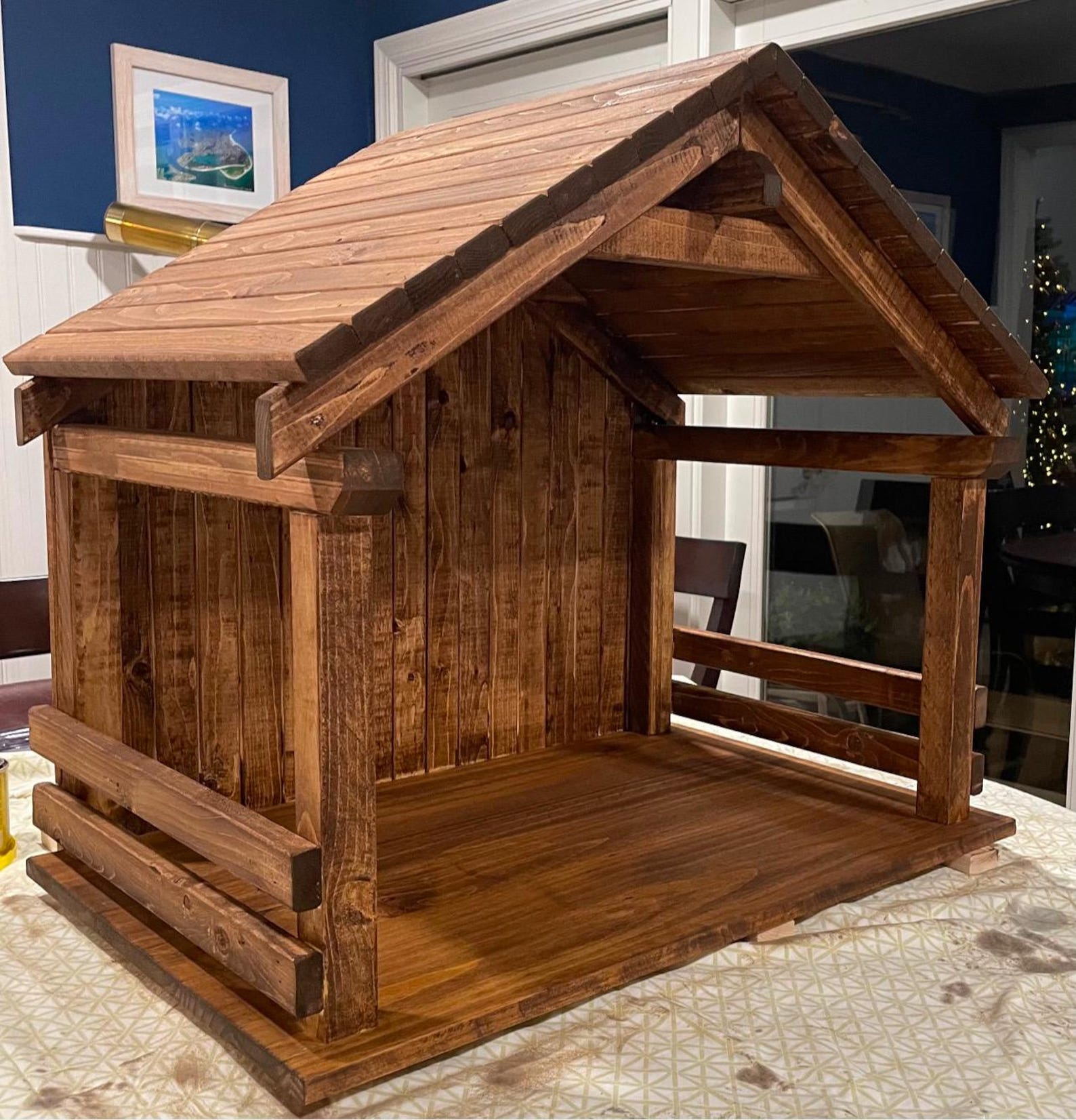 Handcrafted Rustic Wooden Manger - Small Size Nativity Stable for ...