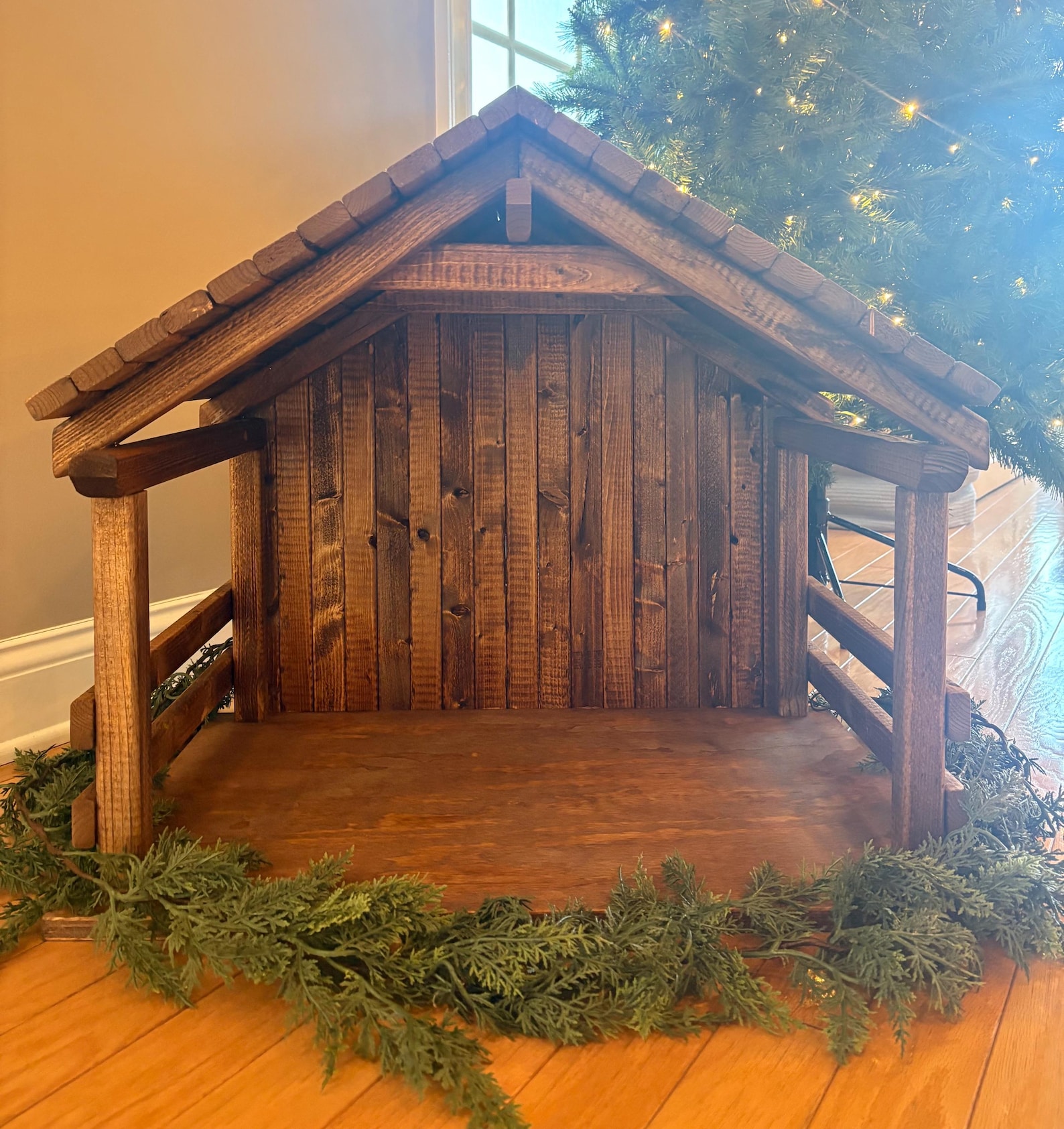 Handcrafted Rustic Wooden Nativity Crèche Manger – Extra Large ...