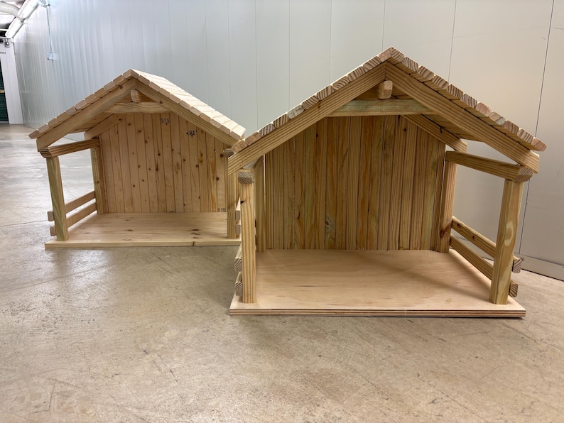 Handcrafted Rustic Wooden Manger - Large Size Nativity Stable for ...