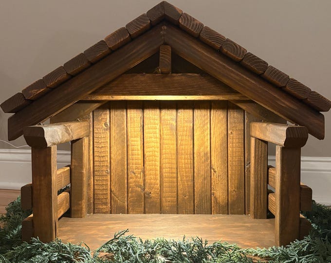 Barn Wood Nativity Stable, Wooden Manger, Creche, Set, Nativity Stable ...