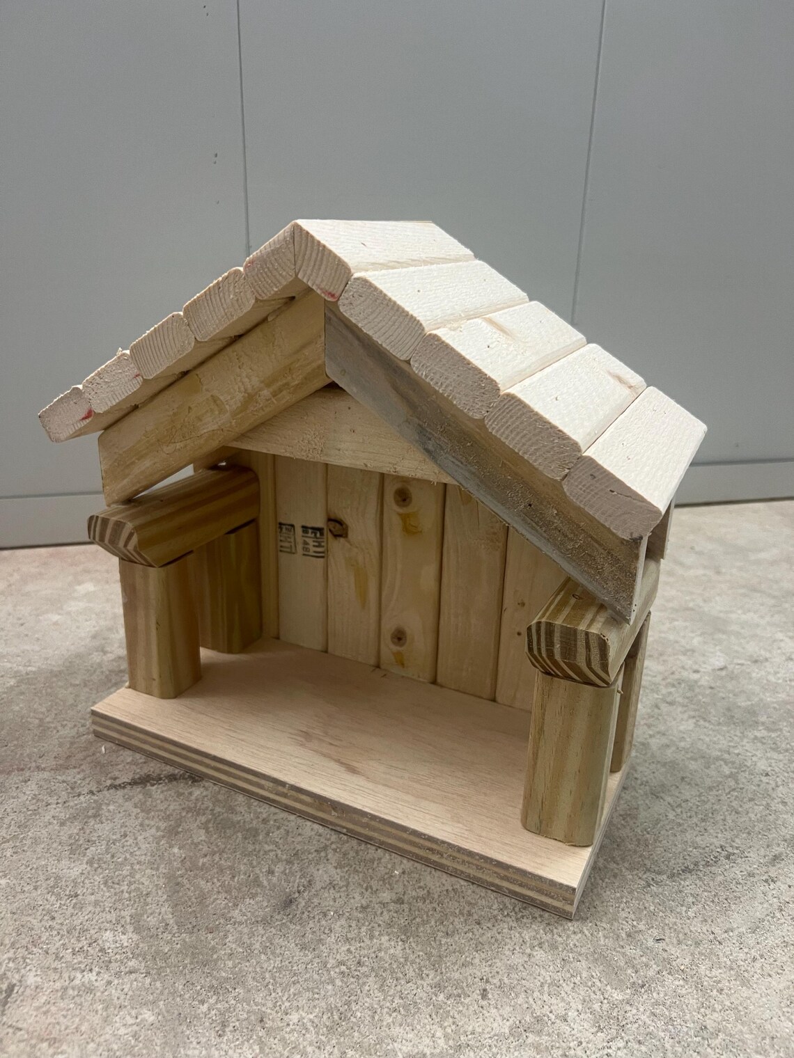Handcrafted Rustic Wooden Manger - Small Size Nativity Stable for ...