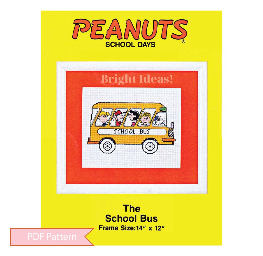 Charlie Brown Peanuts Vintage School Bus Cross Stitch Peanuts Snoopy ...