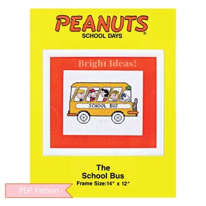 Charlie Brown Peanuts Vintage School Bus Cross Stitch Peanuts Snoopy ...