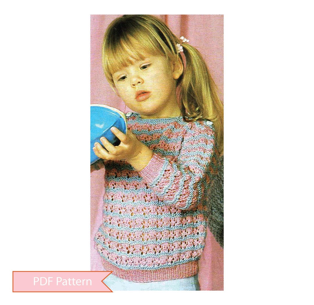 PDF, Knit Sweater Pattern, Printable Kids Pullover Sweater 3 Sizes ...