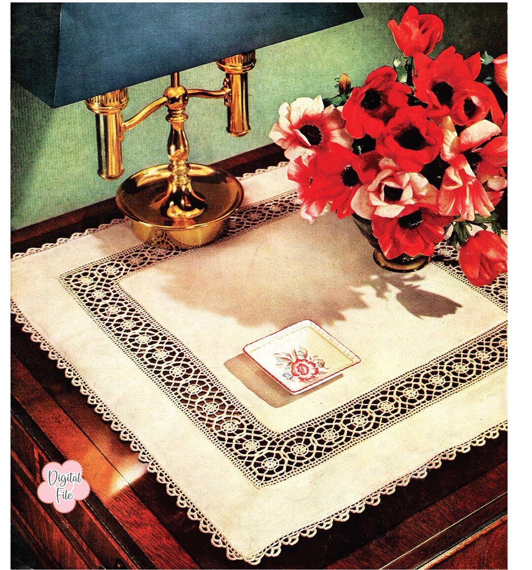 Sheridan Square Crochet Centerpiece Doily Vintage Pattern PDF 22 1/4 ...