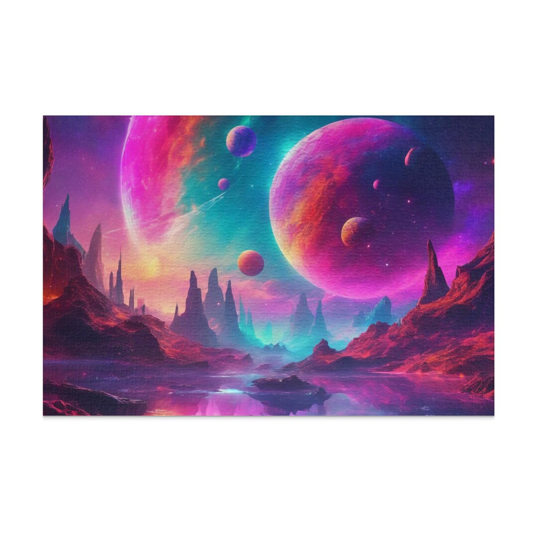 Vibrant Space Fantasy Jigsaw Puzzle, Colorful Cosmic Scenery, Large ...