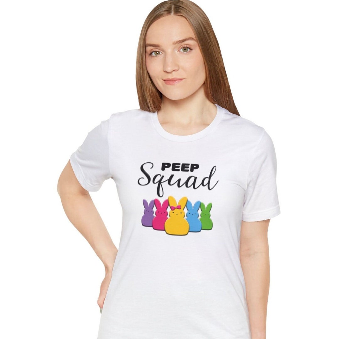 Easter Shirt Peep Squad Peeps Bunny With Bow, Unisex Jersey Short ...