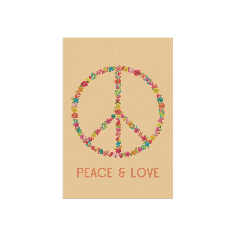 Peace and Love Peace Symbol Peachy Color Garden Flag & House Banner - Etsy