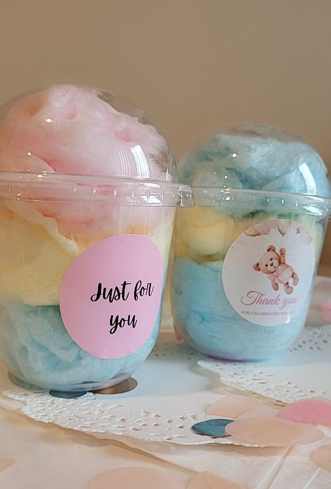 10 Handmade Fresh Cotton Candy Tubs Customisable Stickers and Colour ...