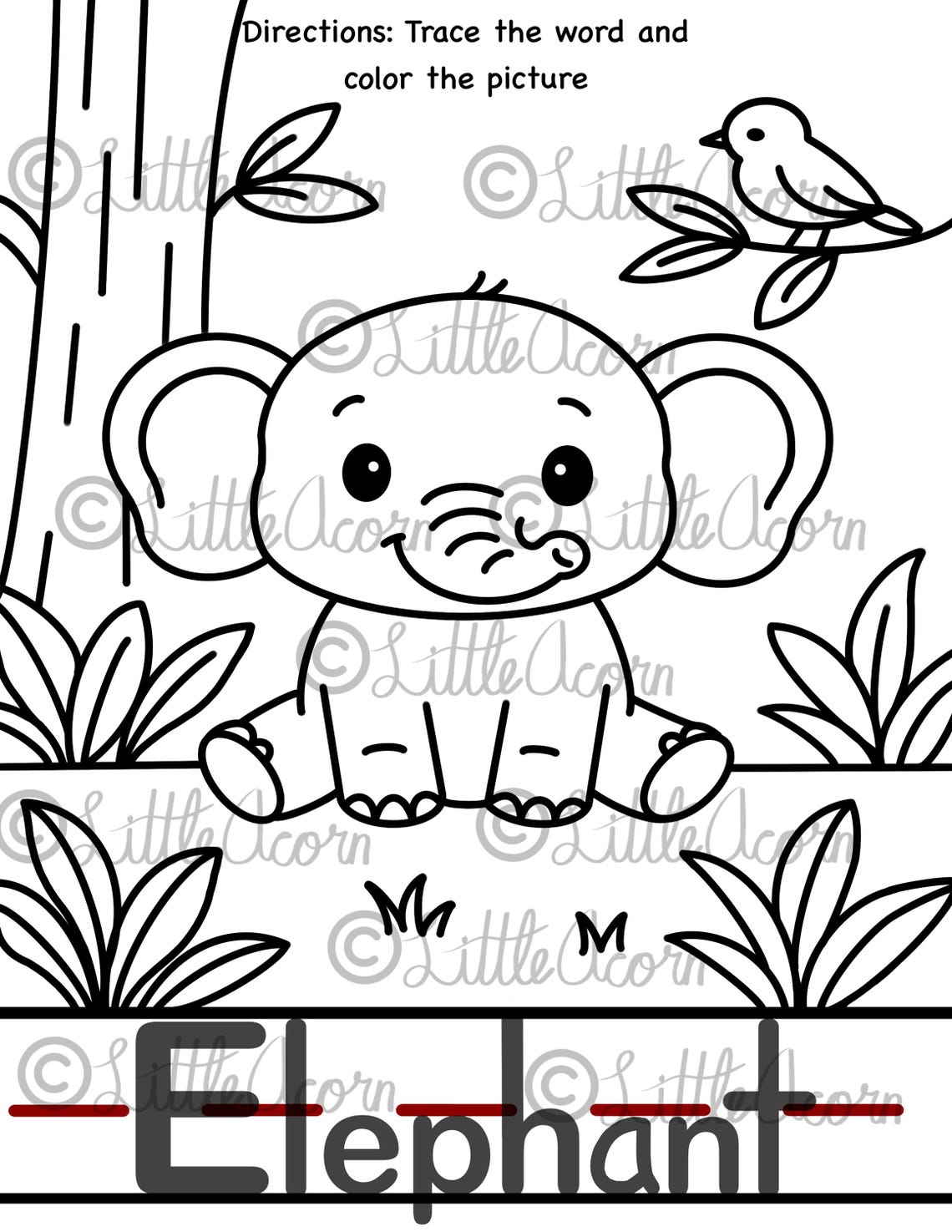 Coloring Pages With Word Tracing. - Etsy