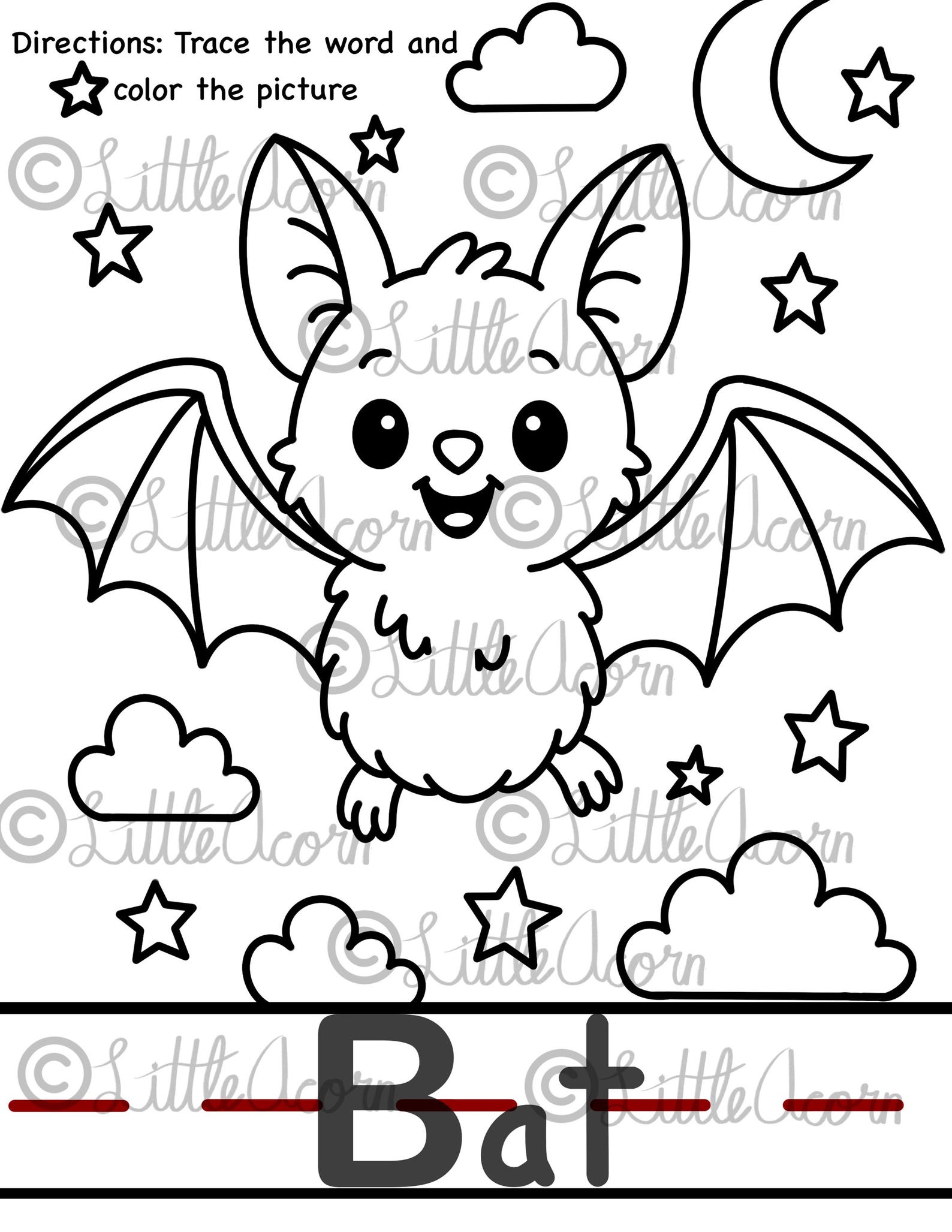 Coloring Pages With Word Tracing. - Etsy