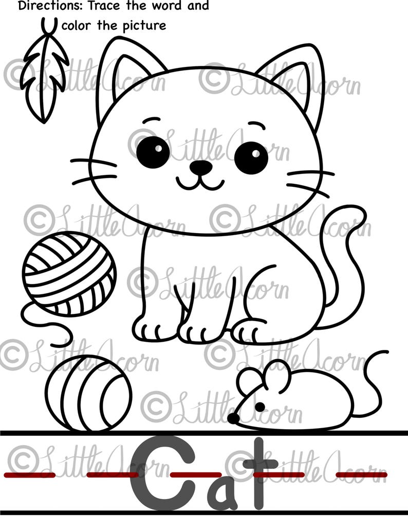 Coloring Pages With Word Tracing. - Etsy