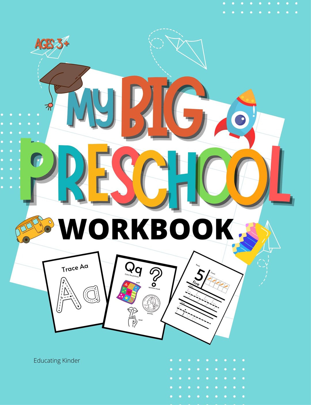 BIG Preschool Educational Workbook, ABC, Tracing, Counting, Shapes, and ...