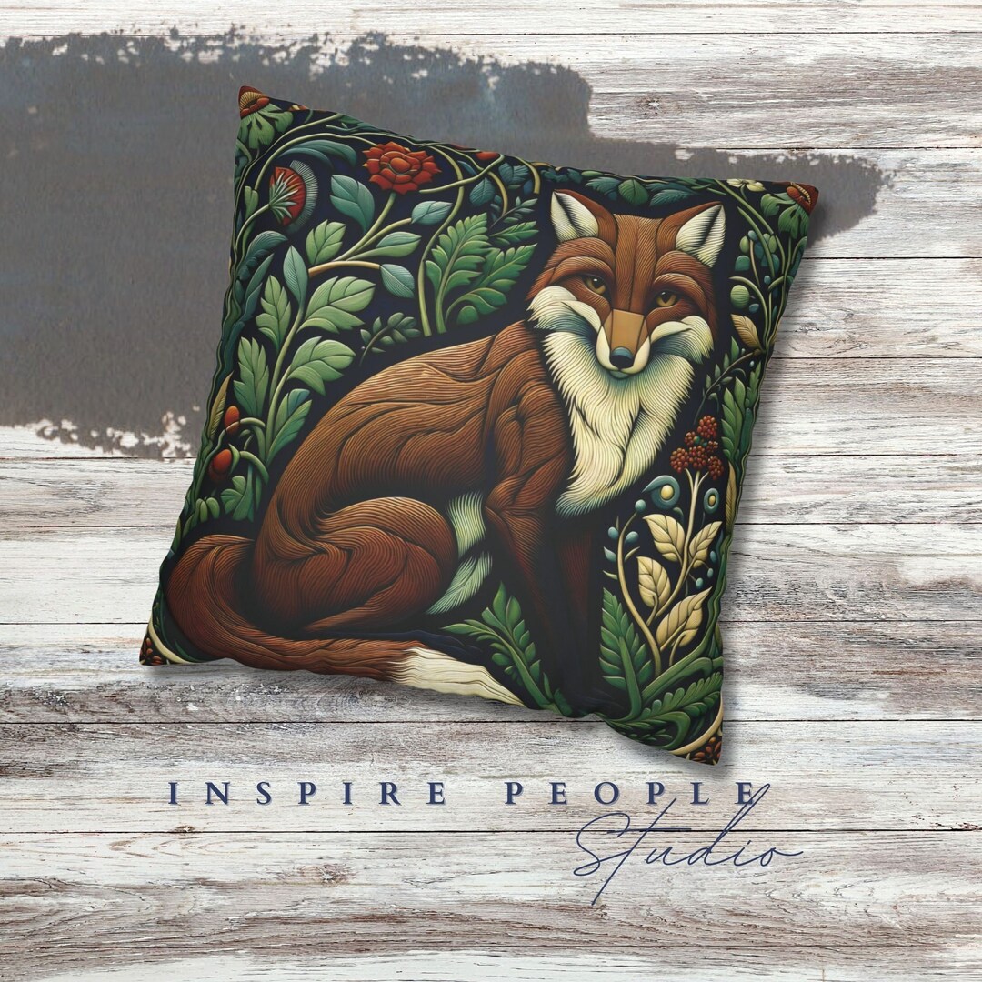 Enchanted Fox Muse Pillow Case, Fox in the Forest Grove Cushion, Moody ...