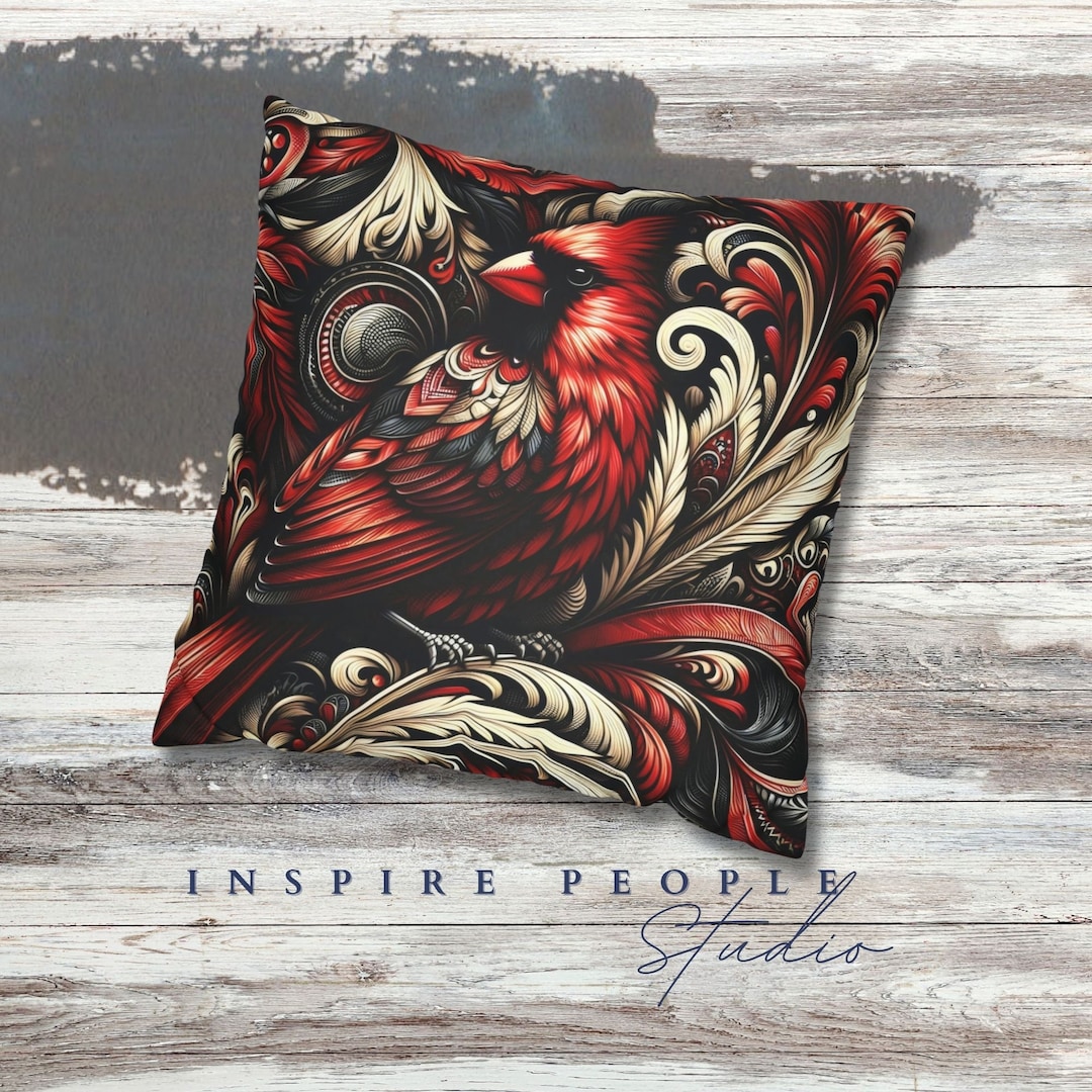 Bird Cardinal Throw Pillow Case, Housewarming Gift, Bird Cardinal ...
