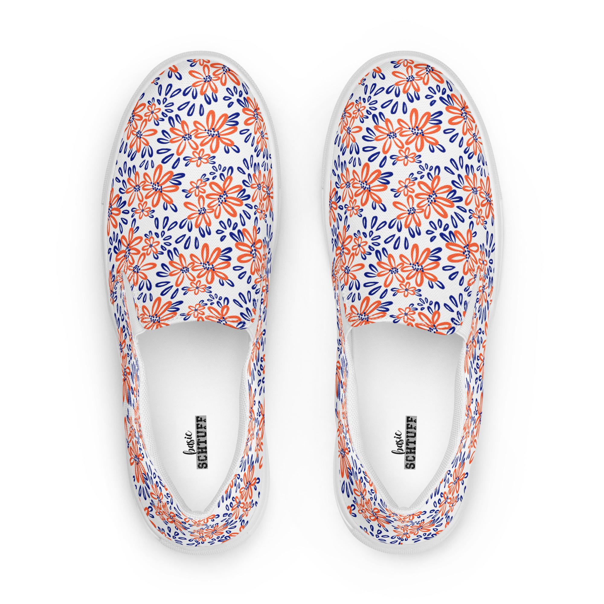 Slip on Canvas Blue Orange Floral Whimsical Boho Spring Summer Cute ...