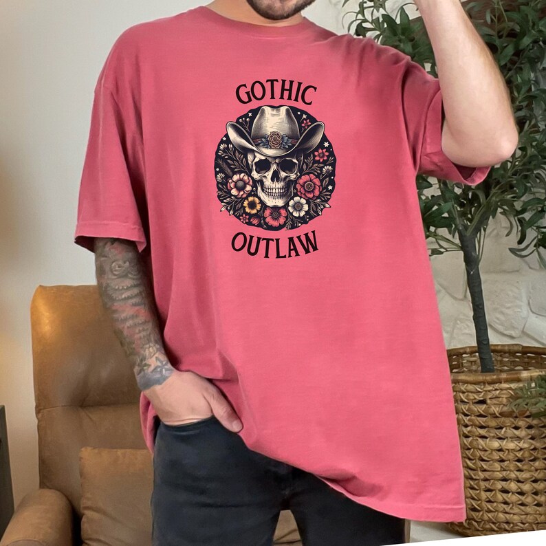 Gothic Outlaw Western Southern Gothic Vibe Aesthetic Tee Skull With ...