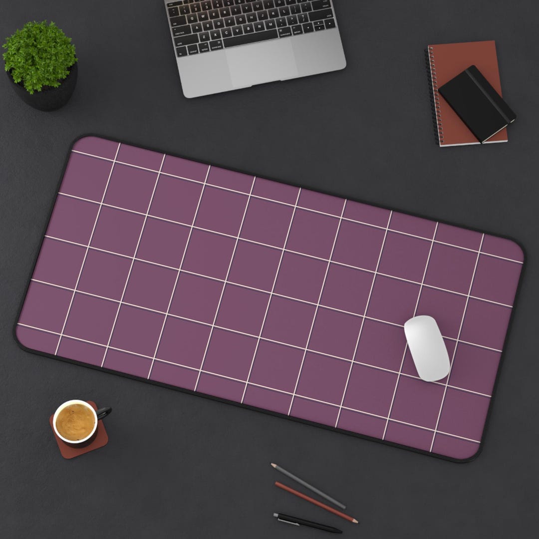 Dusty Plum Windowpane Desk Mat, Classic Dark Academia Workspace Decor ...