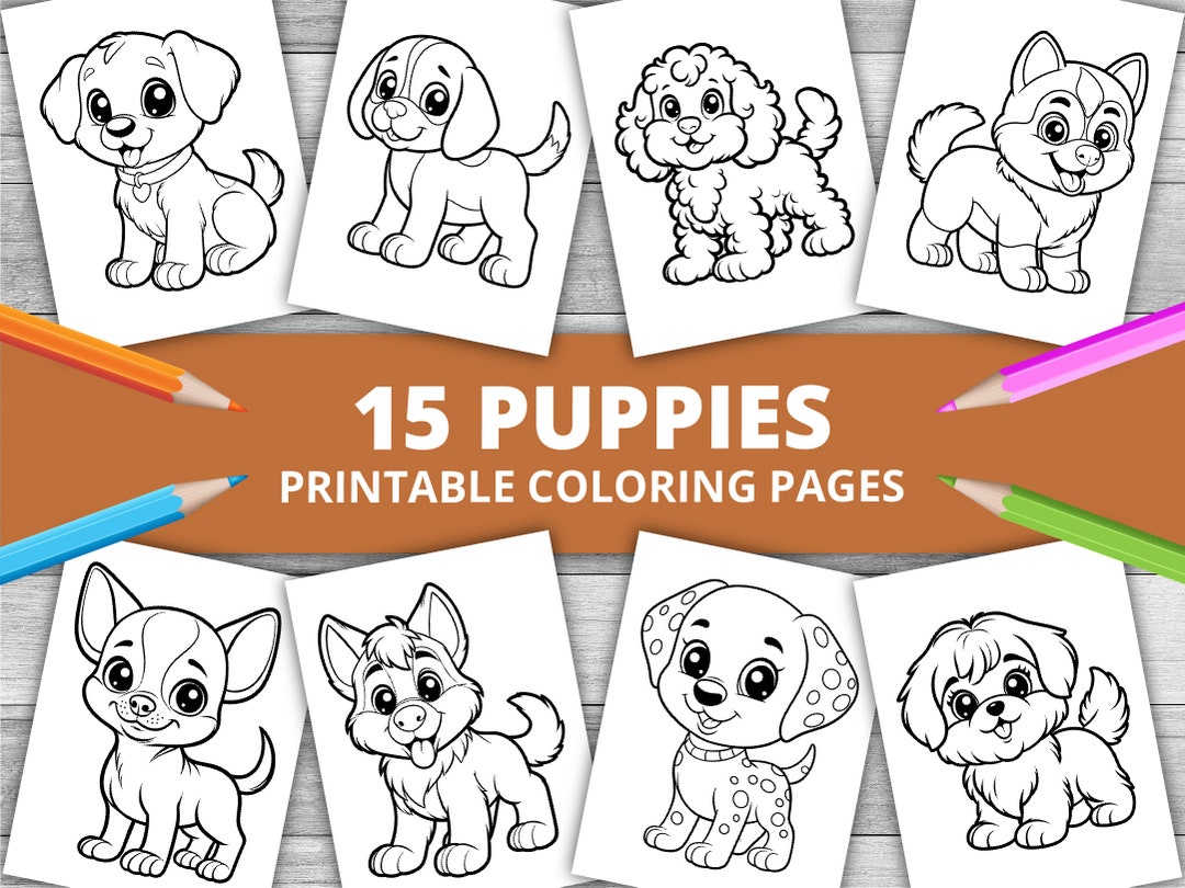 15 Puppies Coloring Pages Activity for Kids Preschoolers Toddlers ...