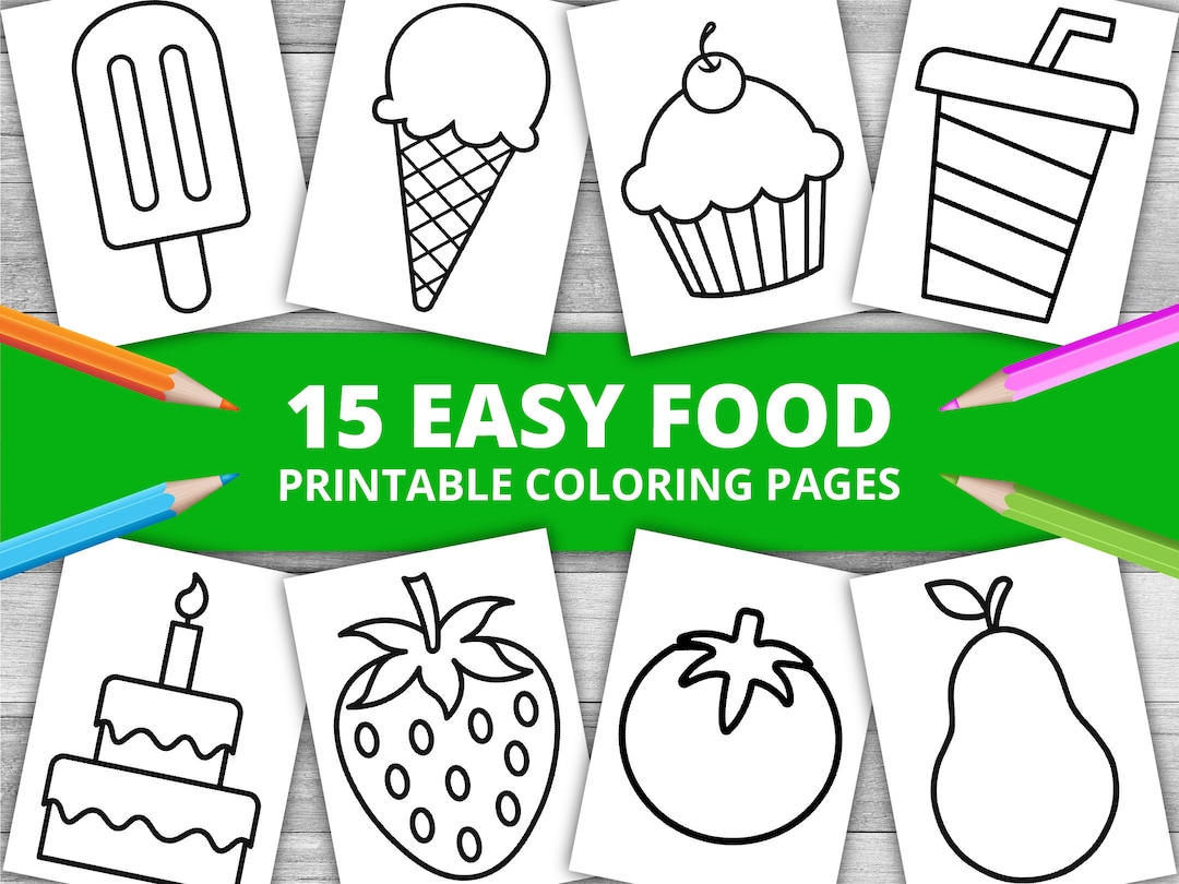 Easy Food Coloring Pages Fun & Engaging Food Coloring Book Activity for ...