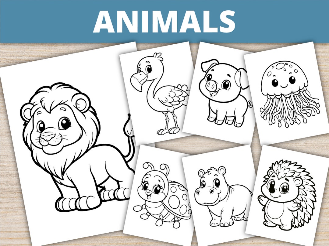 60 Animals Coloring Pages Activity for Kids Preschoolers Toddlers ...