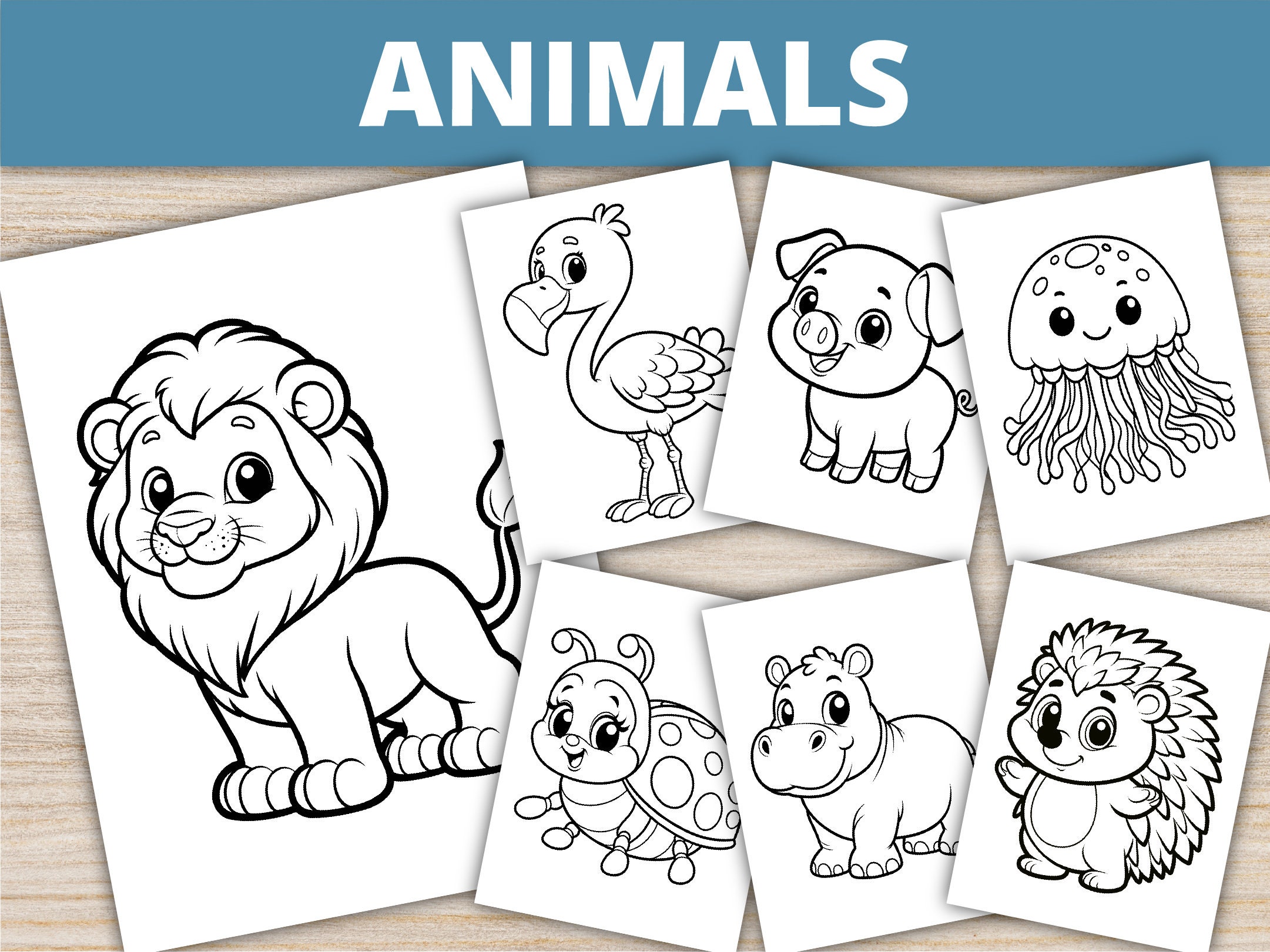 60 Animals Coloring Pages Activity for Kids Preschoolers Toddlers ...