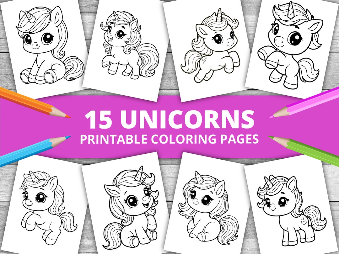 15 Unicorn Coloring Pages Activity for Kids Preschoolers Toddlers ...