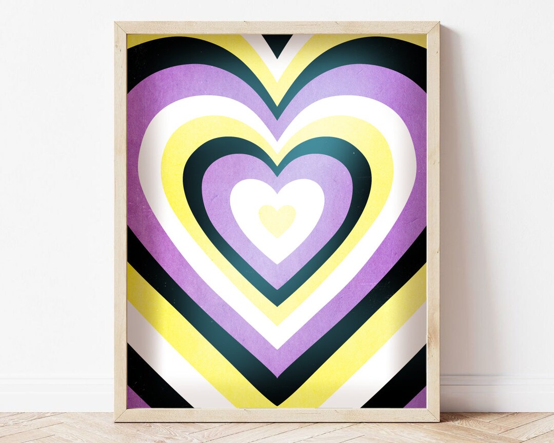 Funky Non Binary Pride Heart Print - Etsy